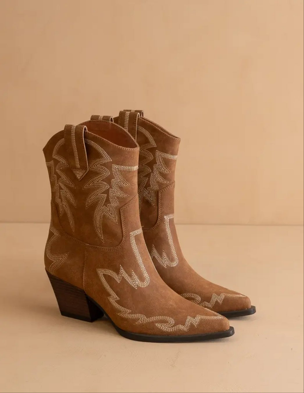 The Nantes Brown | Western Embroidered Cowboy Boot – Ivory Bull & Co.